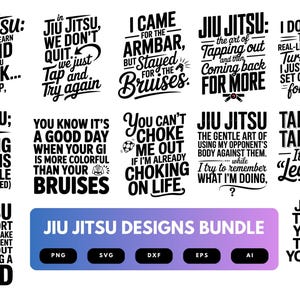Jiu Jitsu SVG Bundle | Martial Arts Quotes, BJJ Clipart and Grappling ...