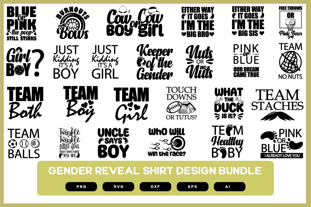Gender Reveal Design Bundle | Gender Reveal Shirt | Boy or Girl ...