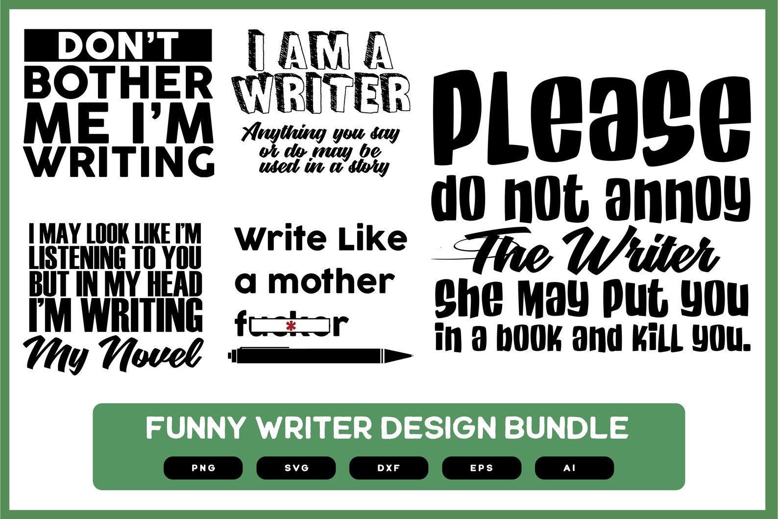 Funny Writer Design Bundle Funny Writer SVG Writer - Etsy