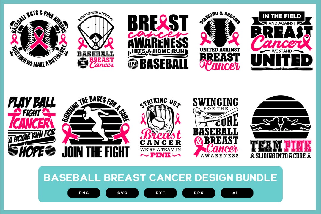 Baseball Breast Cancer Design Bundle | Breast Cancer SVG | Baseball ...