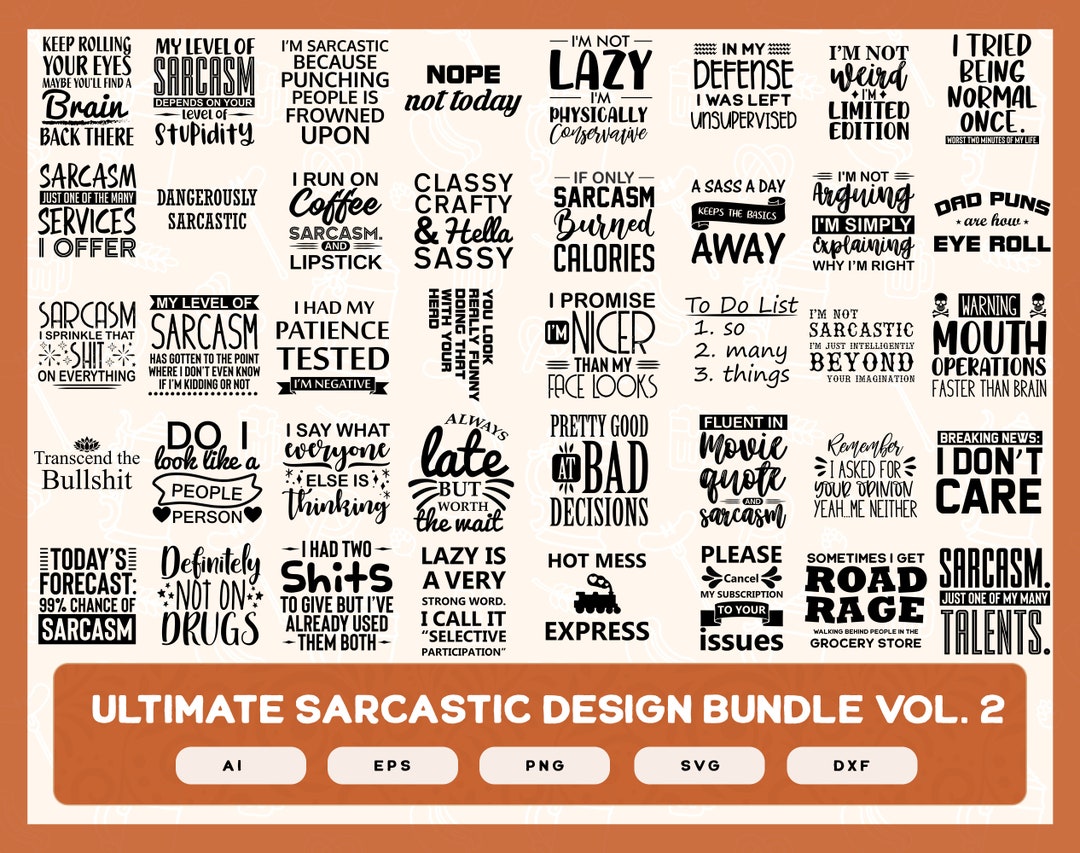 Sarcastic Designs Mega Bundle Volume 2 for Shirts Mugs Vinyl Printing ...