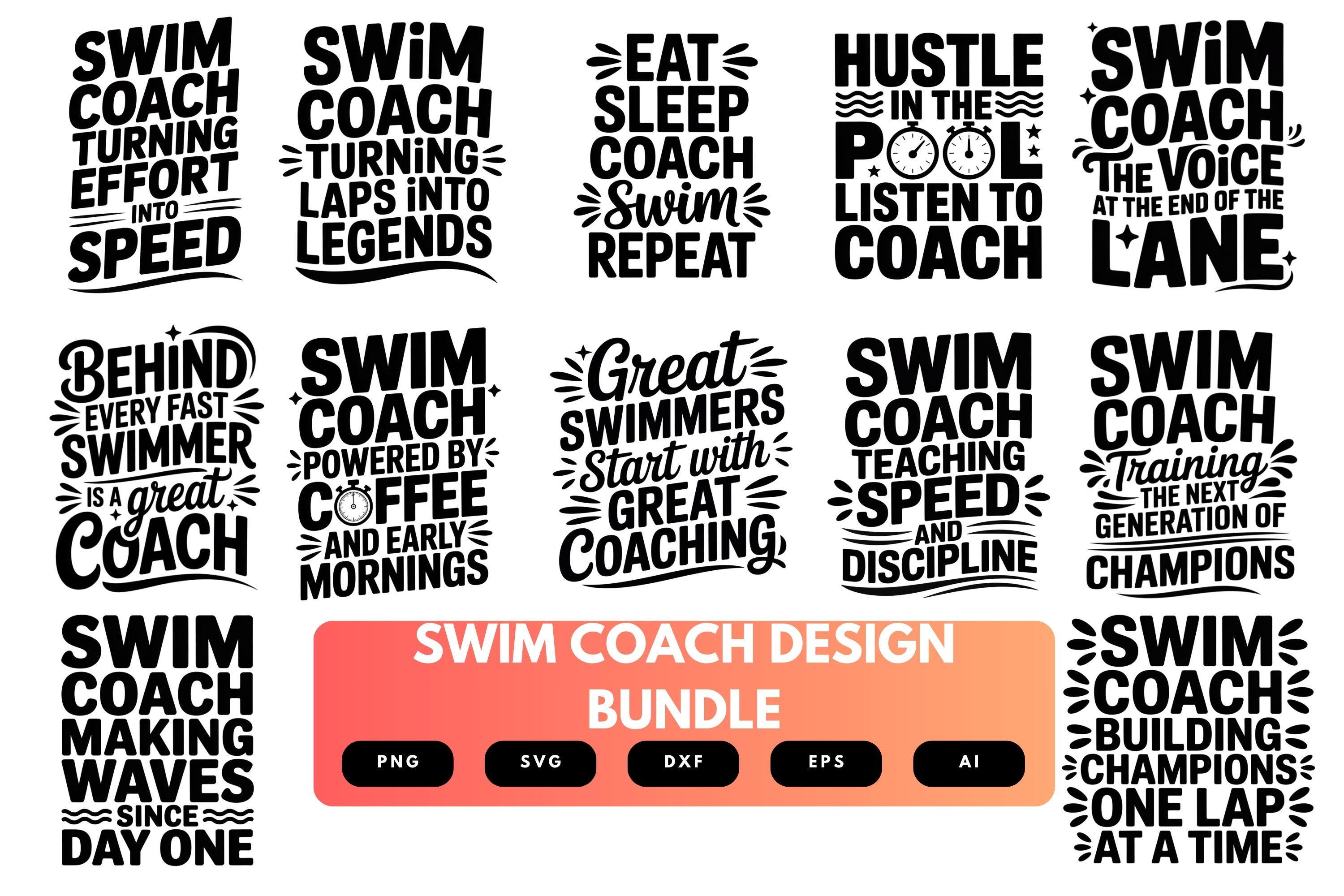 Swim Coach SVG Bundle | Swimming Coach Quotes, Team Sayings Typography ...