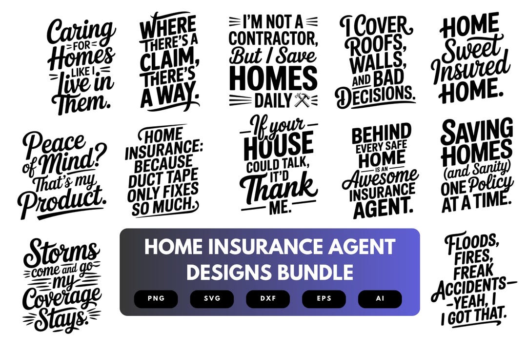 Home Insurance Agent SVG Bundle | Real Estate and Coverage Clipart ...