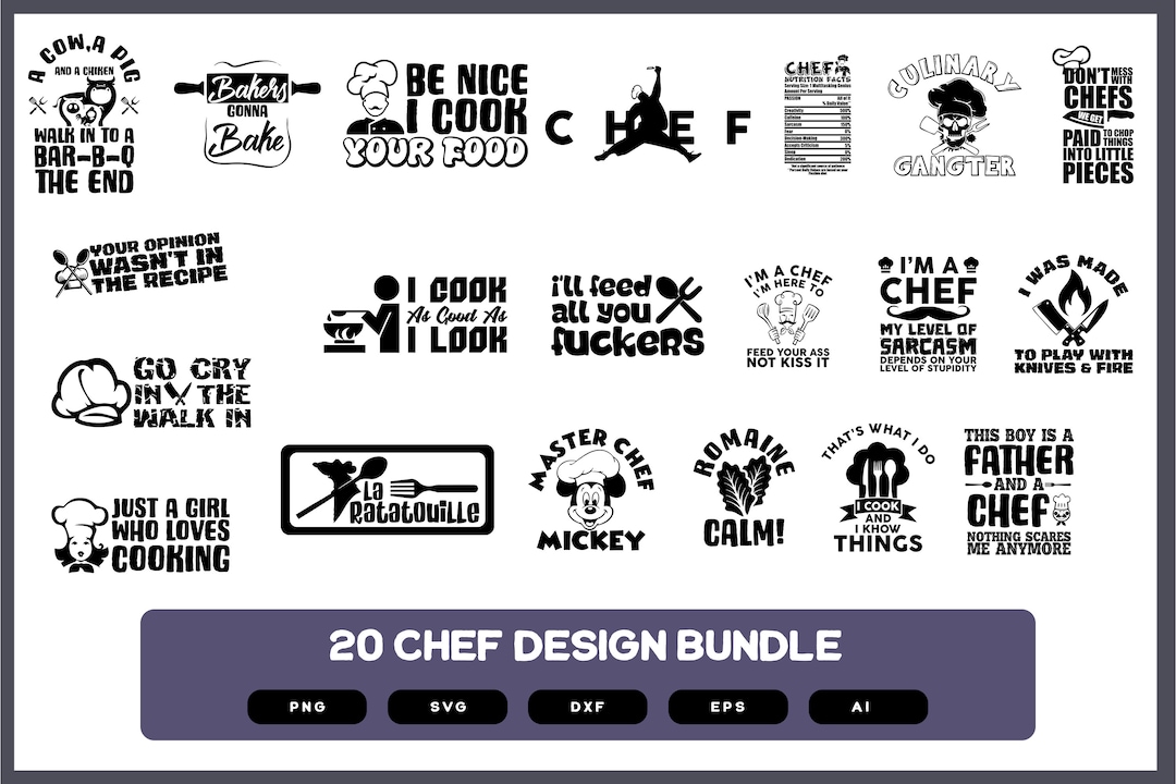 Chef Design Bundle | Chef Apron Design | Chef Shirt | Funny Chef Shirt ...