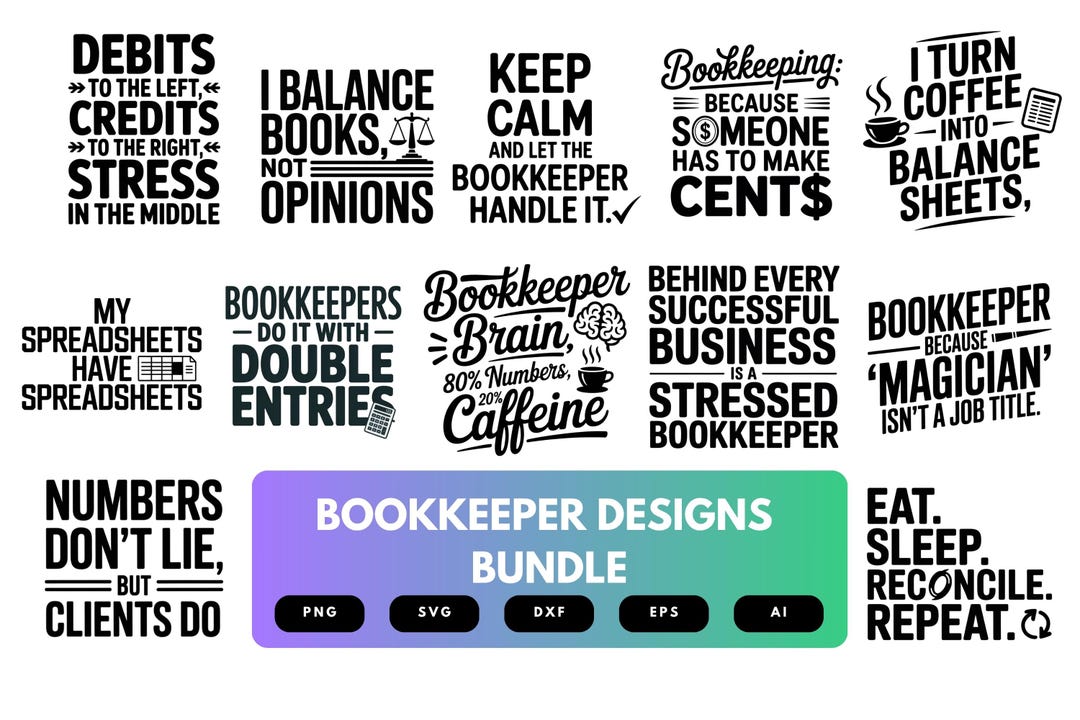 Bookkeeper SVG Bundle | Accounting Clipart, Office Silhouette Cut Files ...