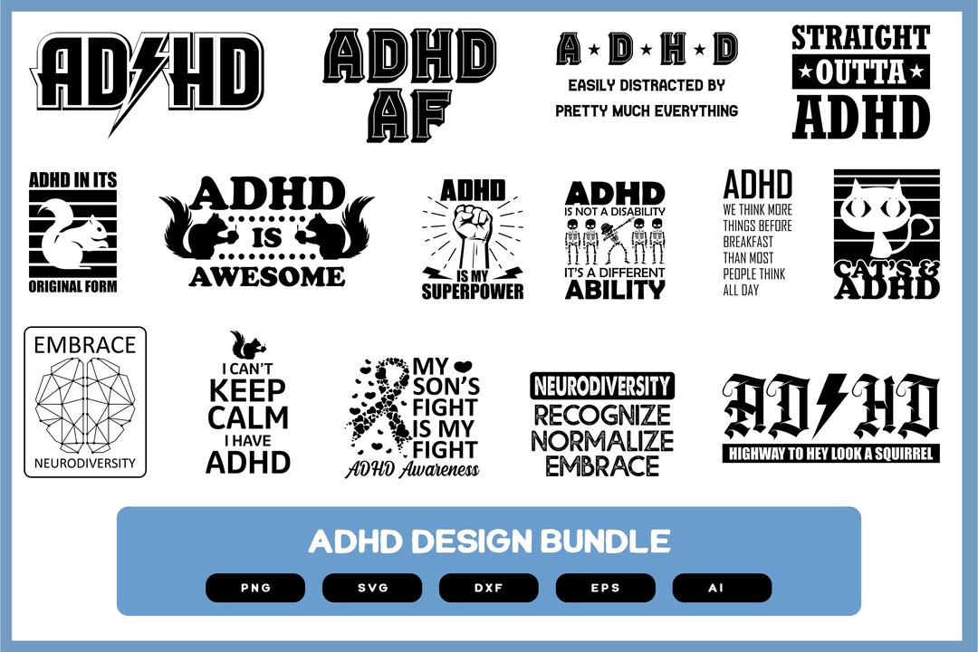 ADHD Design Bundle | ADHD Shirt | ADHD Awareness - Etsy