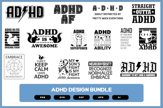 ADHD Design Bundle ADHD Shirt ADHD Awareness - Etsy