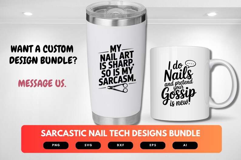 Sarcastic Nail Tech SVG Bundle | Funny Salon Quotes Clipart, Nail ...