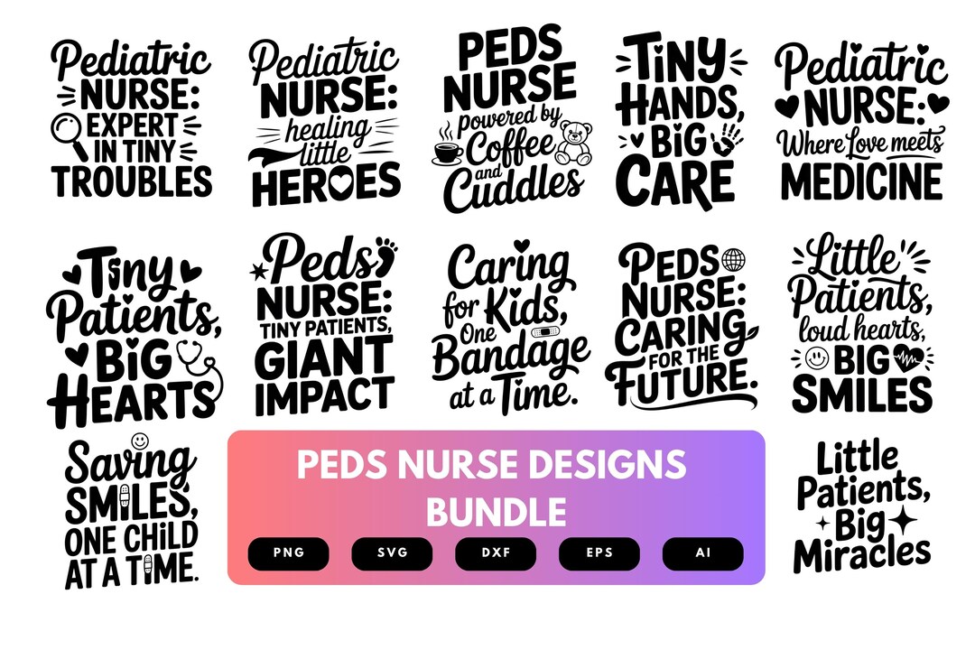 Pediatric Nurse SVG Bundle | Peds Nurse Clipart, Medical Cut Files for ...