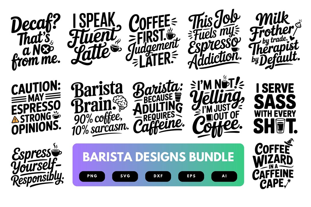 Barista SVG Bundle | Coffee Shop Clipart, Latte Art , Cafe Silhouette ...