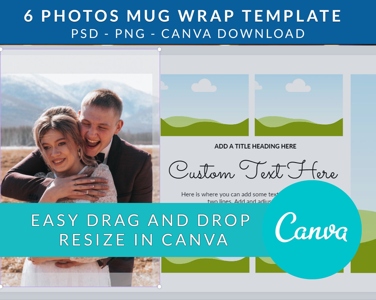 6 Photos Mug Wrap Template PSD PNG and CANVA Template - Etsy