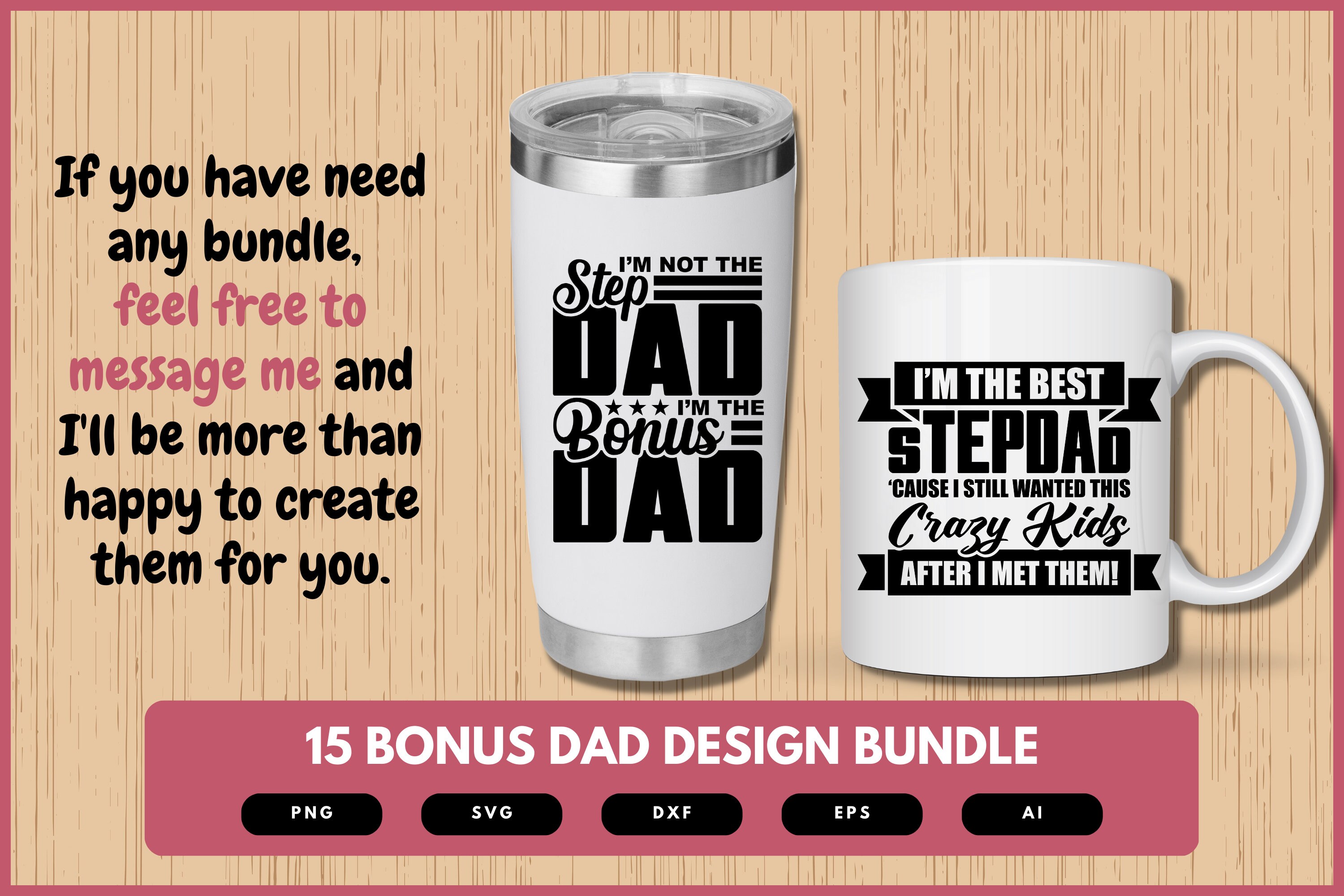 Bonus Dad Design Bundle | Step Dad Design Bundle | Bonus Dad SVG ...