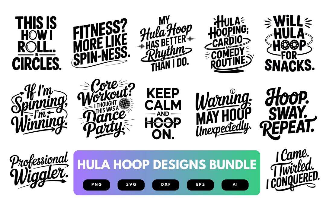 Hula Hoop SVG Bundle | Dance , Fitness Clipart, Hoop Art Designs ...