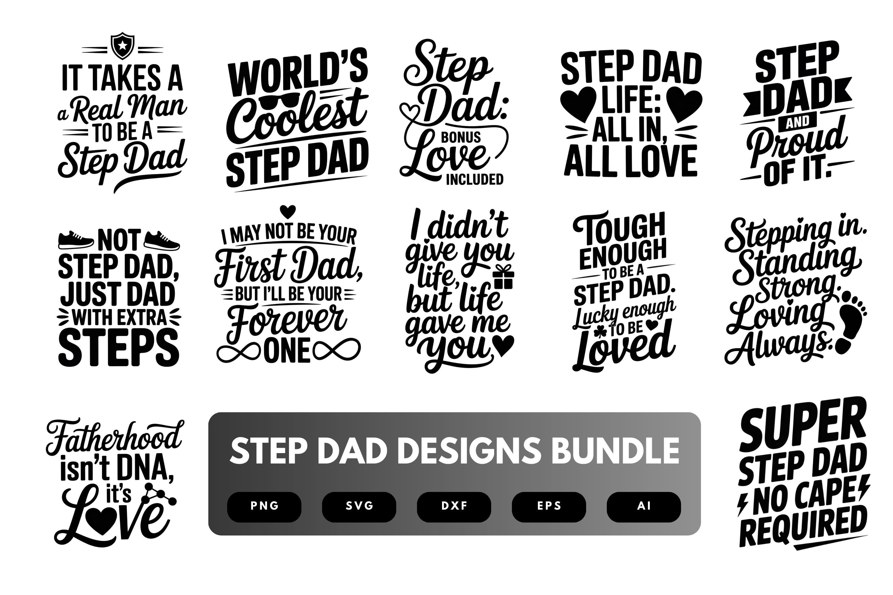Step Dad SVG Bundle | Blended Family Quotes, Fatherhood Clipart ...