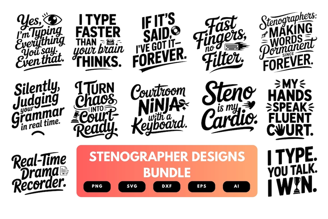 Stenographer SVG Bundle | Funny Stenography Shirt Designs, Court ...