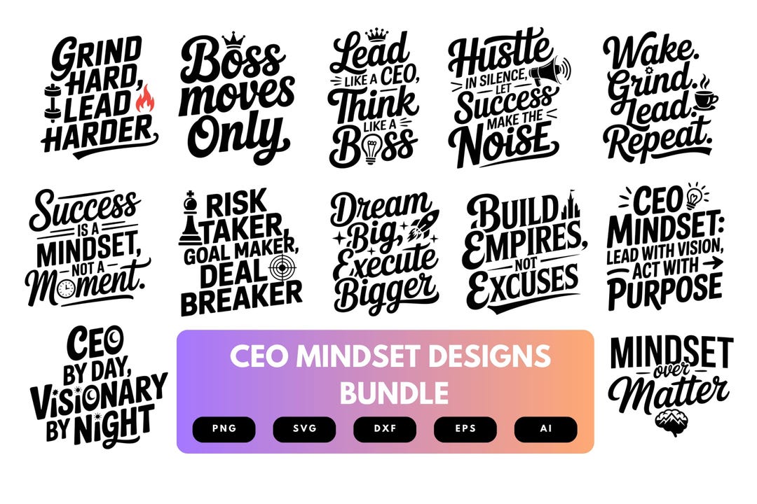 CEO Mindset SVG Bundle | Boss Babe Quotes, Entrepreneur Clipart ...