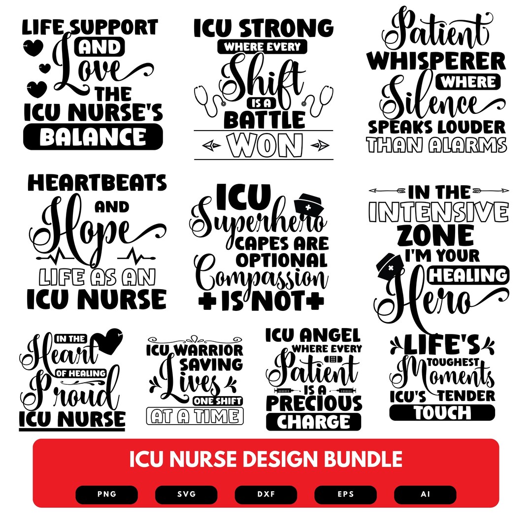 ICU Nurse Design Bundle | ICU Nurse Saying | ICU Nurse Svg | Intensive ...