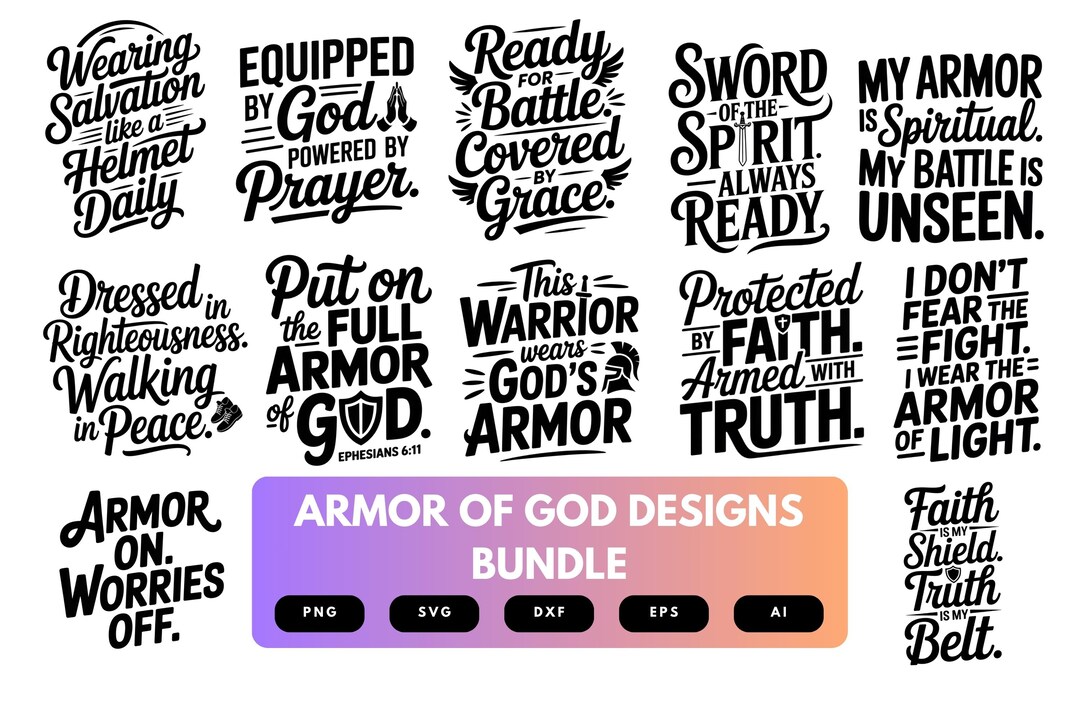 Armor of God SVG Bundle | Christian Scripture Cut Files for Cricut ...