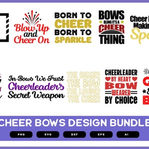 Cheer Bows SVG Design Bundle | Bows Cheerleader | Cheer Bows Shirts ...