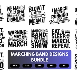 Marching Band SVG Bundle | Band Life Clipart, Musician Quote Cut Files ...