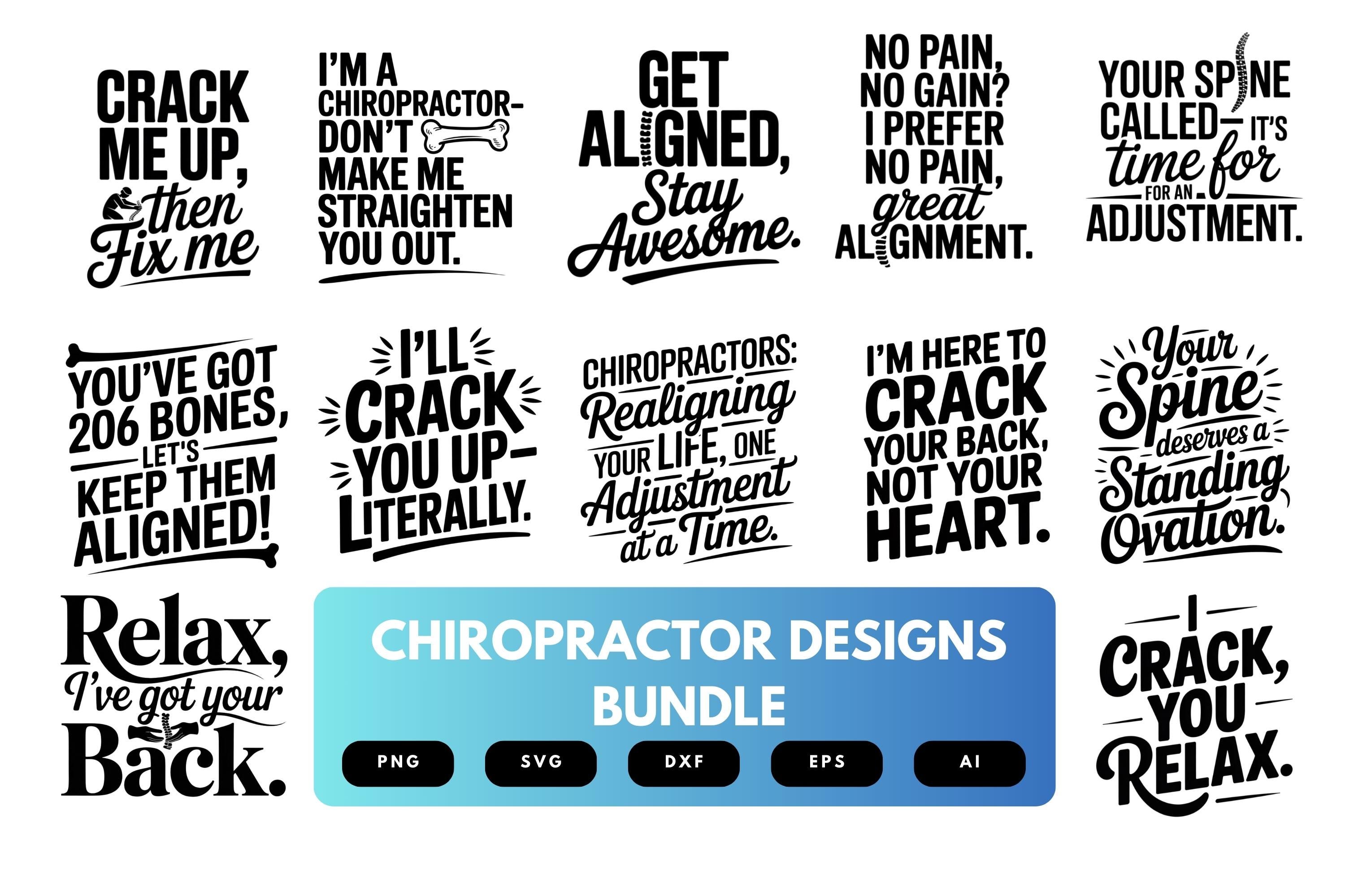 Chiropractor SVG Bundle | Spine Health Clipart, Chiropractic Silhouette ...