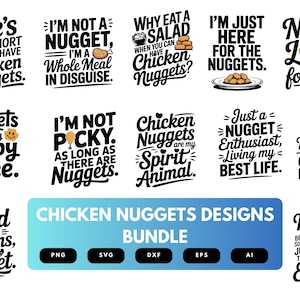 Chicken Nugget SVG Bundle | Funny Food Clipart, Fast Food Silhouette ...