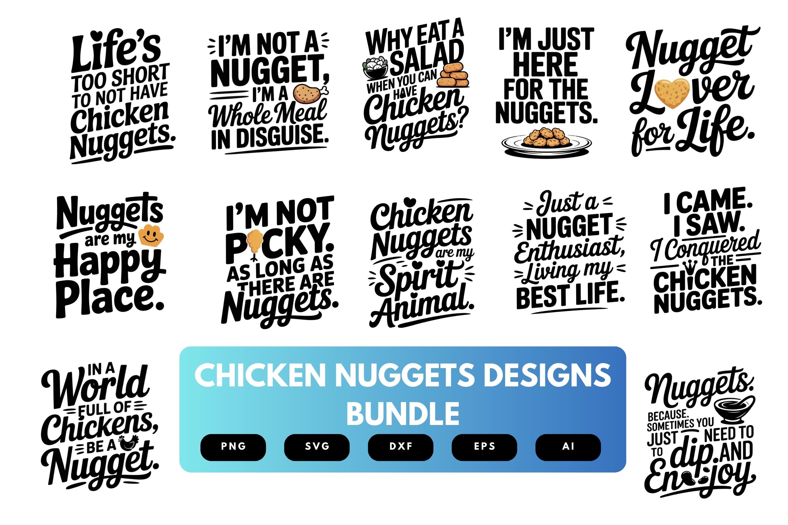 Chicken Nugget SVG Bundle | Funny Food Clipart, Fast Food Silhouette ...