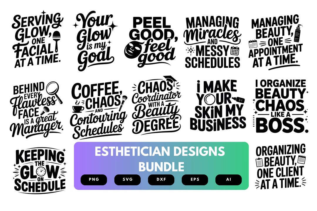 Esthetician SVG Bundle | Skincare , Spa Clipart, Beauty Salon Cut Files ...
