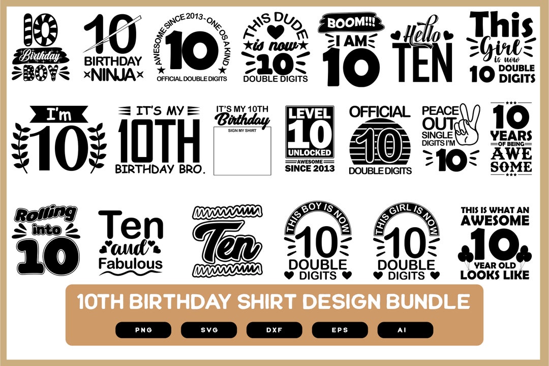 10th Birthday Design Bundle | 10th Birthday Signage | 10th Birthday ...