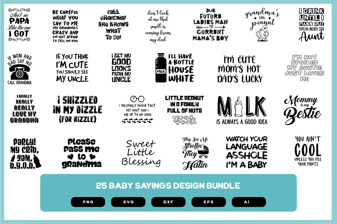 25 Baby Sayings Design Bundle Baby Sayings Shirt Baby - Etsy