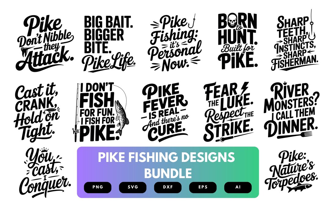 Pike Fishing SVG Bundle | Northern Pike Angler Cut Files for Cricut ...