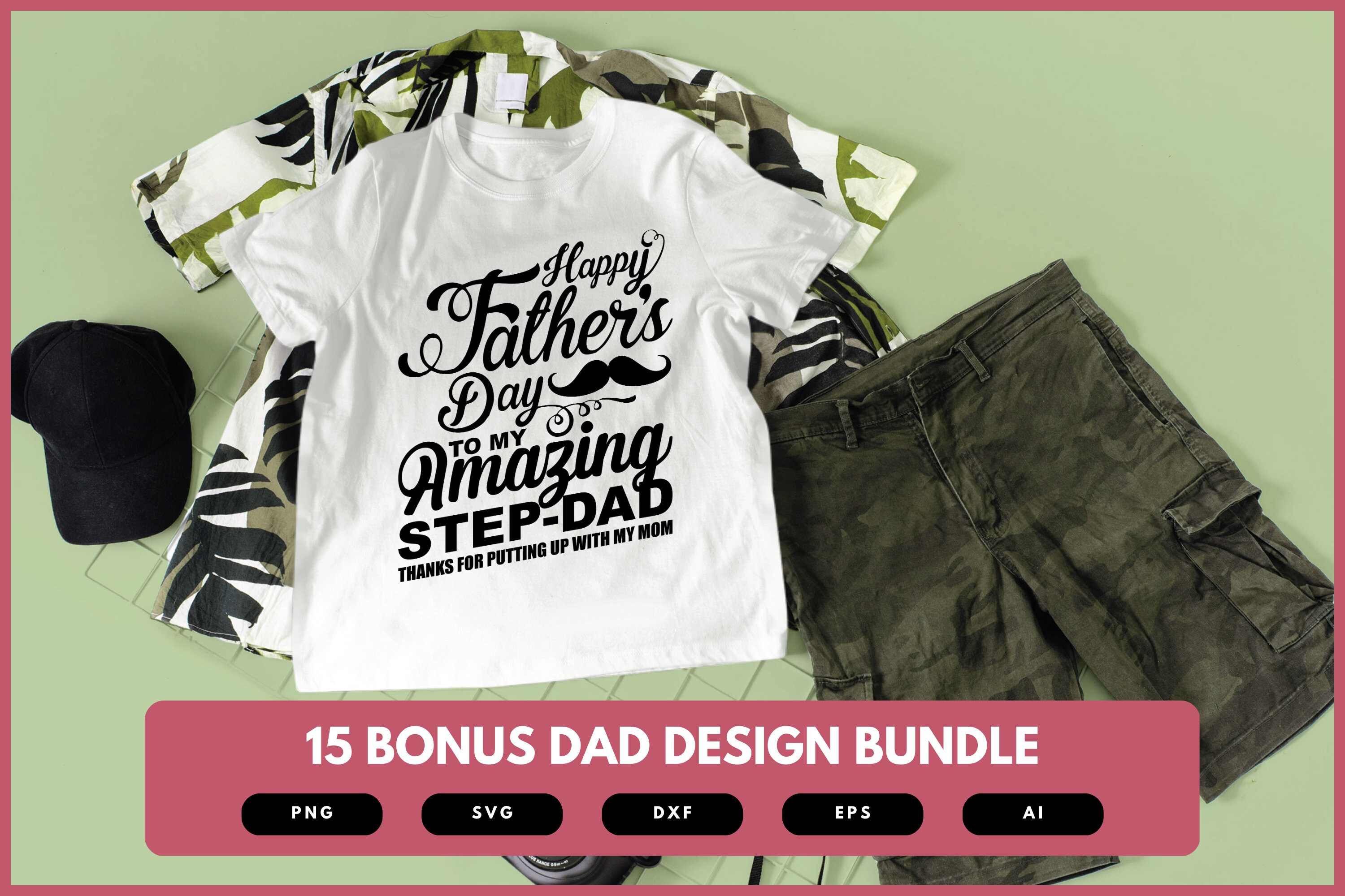 Bonus Dad Design Bundle | Step Dad Design Bundle | Bonus Dad SVG ...