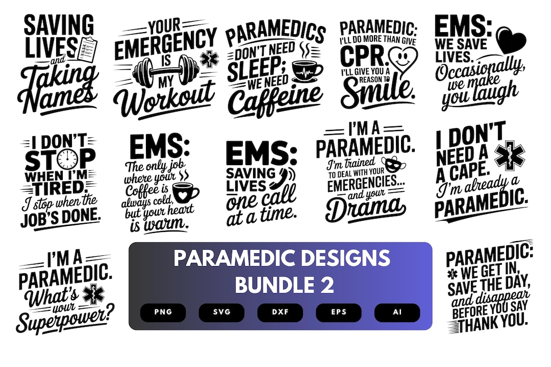 Paramedic SVG Bundle | EMT Clipart, First Responder Silhouette Cut ...
