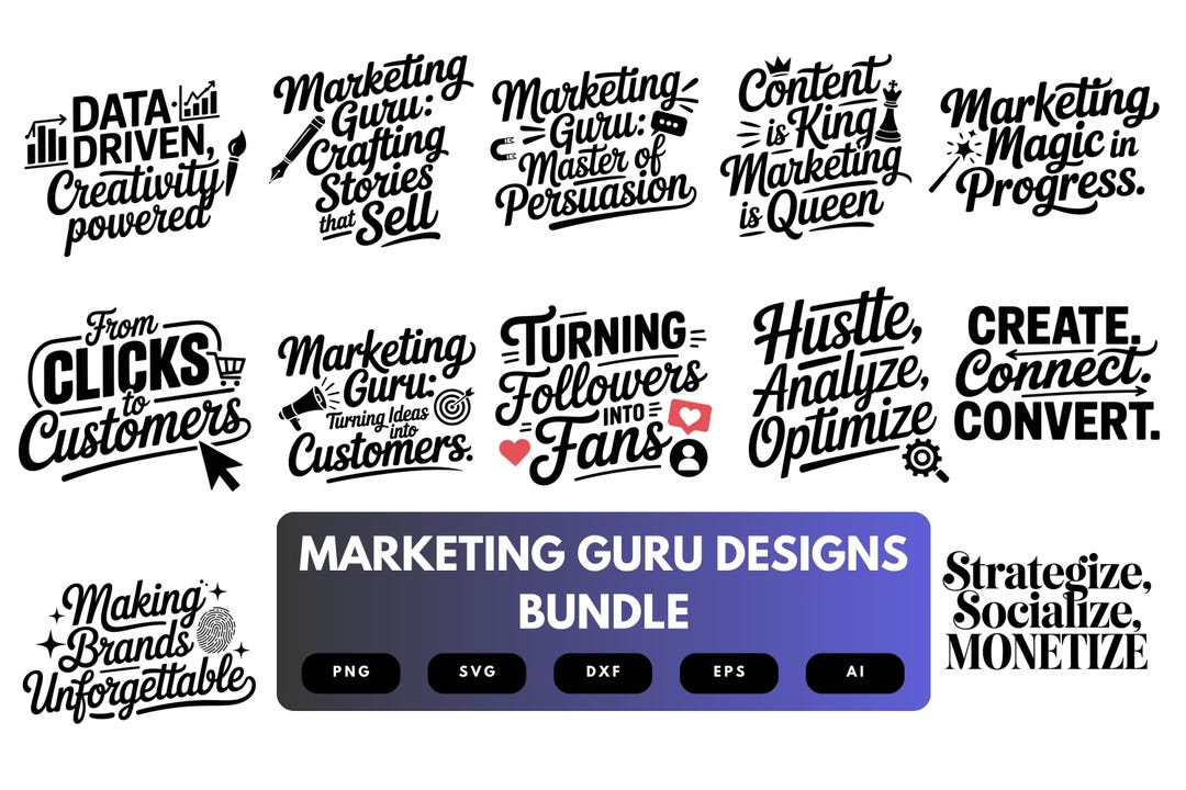 Marketing Guru SVG Bundle | Digital Marketing Quotes, Advertising ...