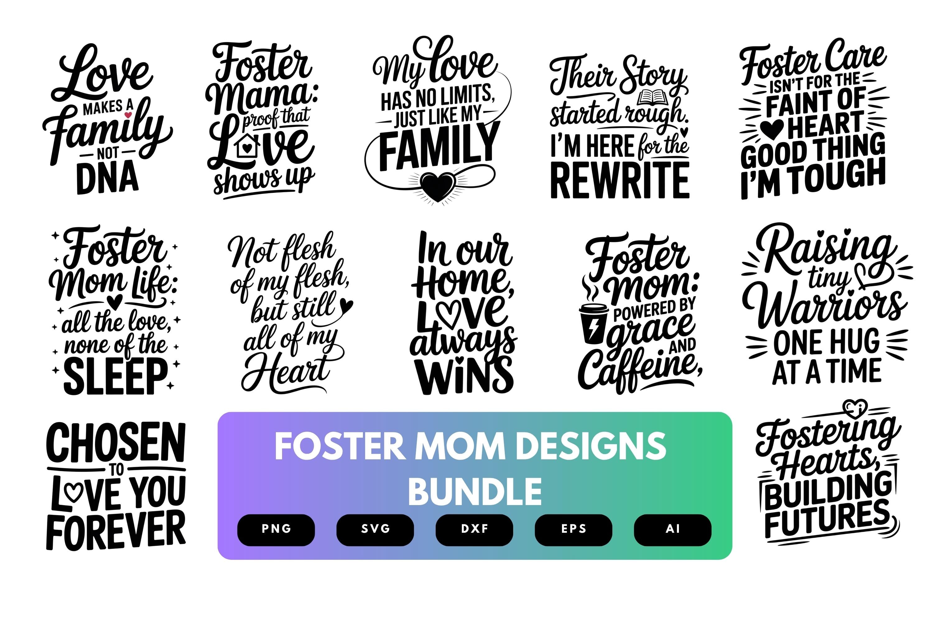 Foster Mom SVG Bundle | Inspirational Quotes, Foster Care Clipart , Cut ...