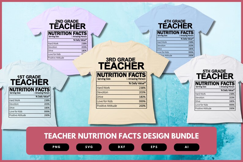 Teacher Nutrition Facts Design Bundle Kindergarten Teacher - Etsy