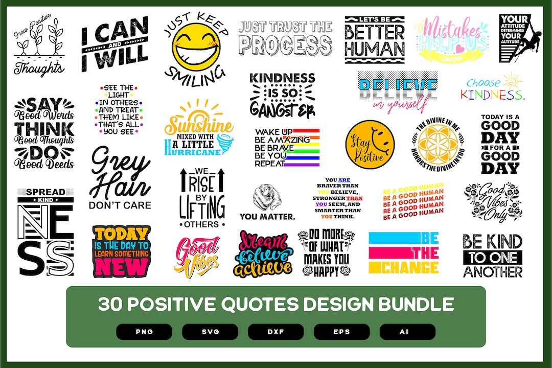 Positive Quotes | Positive Quotes Design Bundle | Positive Sayings - Etsy
