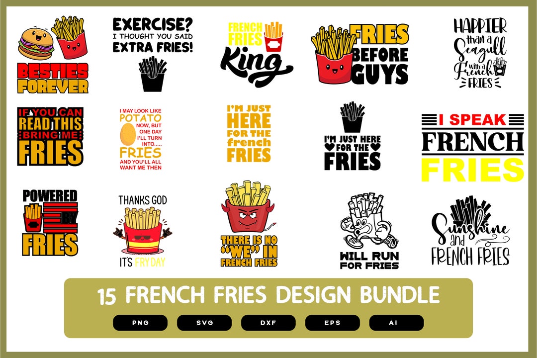 French Fries Design Bundle | French Fries Shirt | French Fries SVG ...