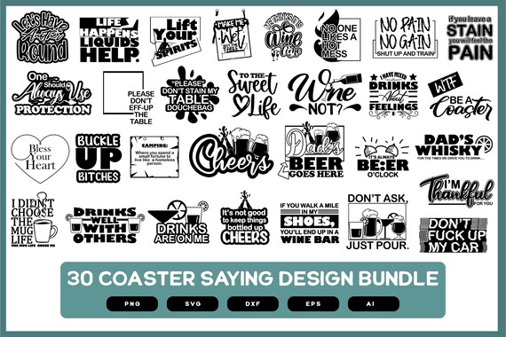Coaster Sayings Design Bundle Coaster Design Coaster Set - Etsy