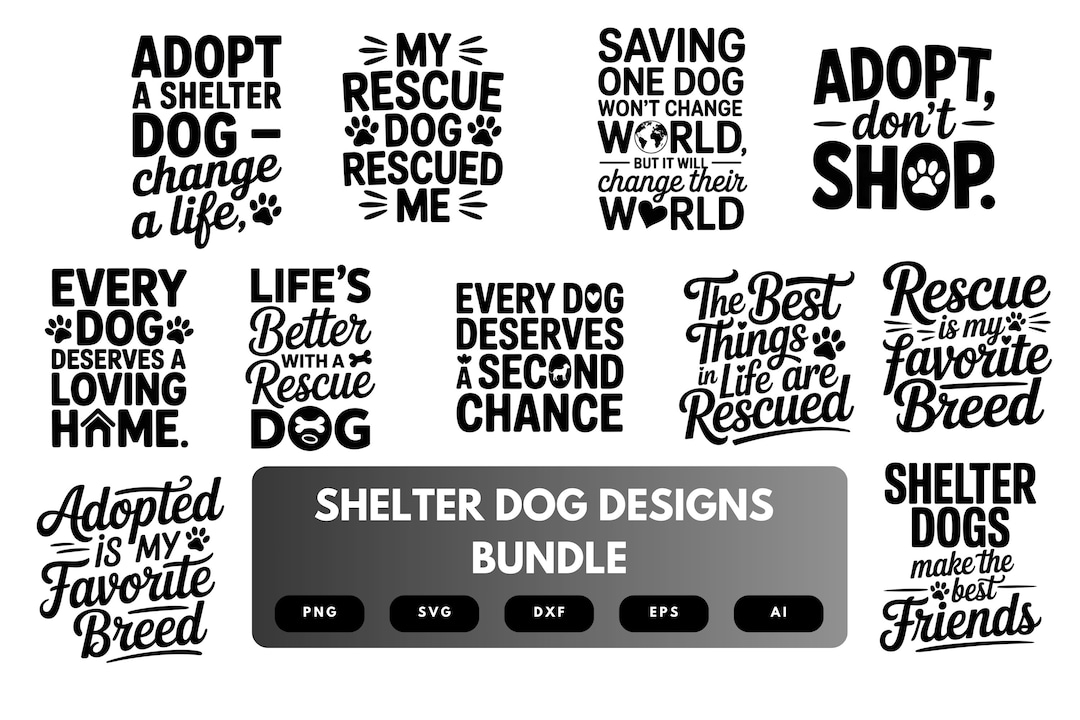 Shelter Dog SVG Bundle | Rescue Dog , Pet Adoption Cut Files for Cricut ...