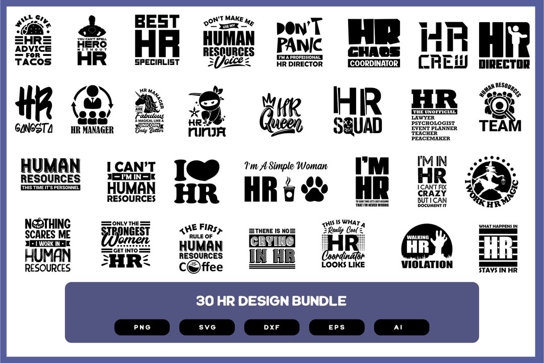 30 HR Design Bundle | Funny Hr Svg | Human Resources Humor | Hr Quotes ...