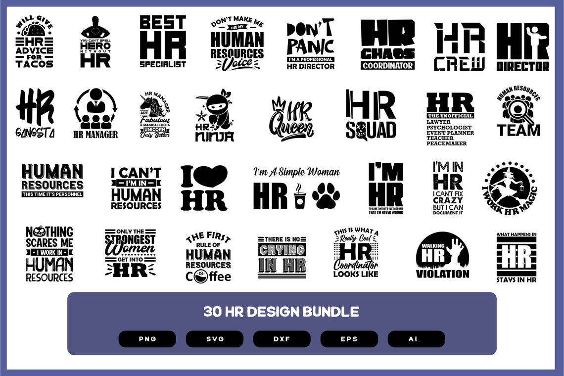 30 HR Design Bundle | Funny Hr Svg | Human Resources Humor | Hr Quotes ...