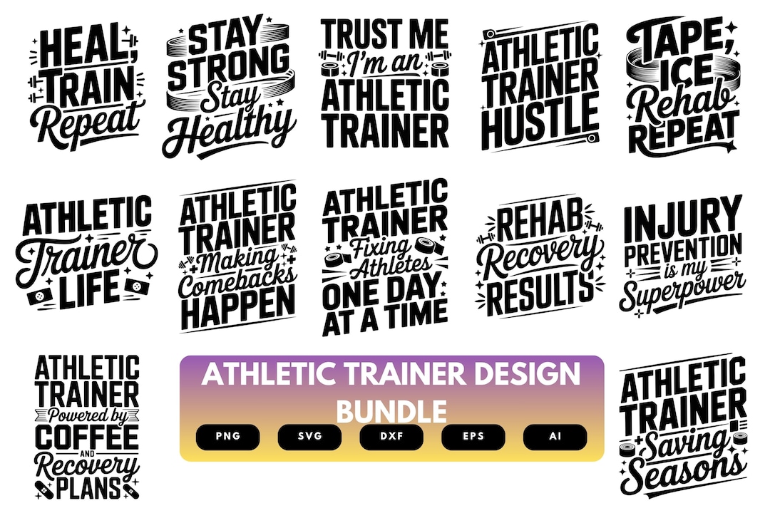 Athletic Trainer SVG Bundle | Sports Trainer Clipart, Fitness ...