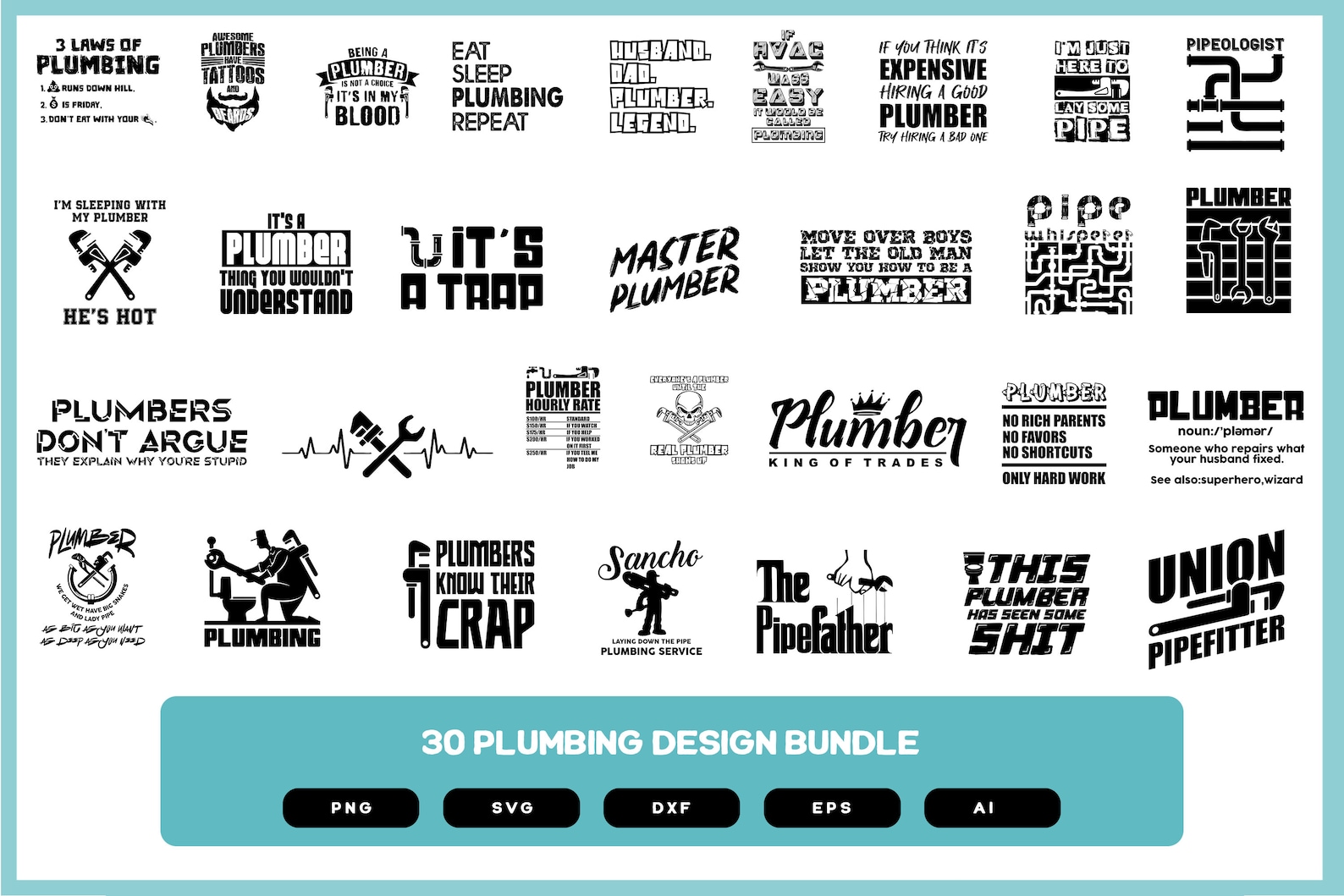 30 Plumbing Quotes Design Bundle Plumbing Shirts Design | Etsy