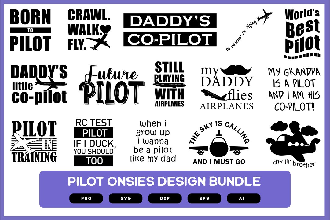 Pilot Onesies Design Bundle | Great Unique Gift for Babies | Pilot To ...
