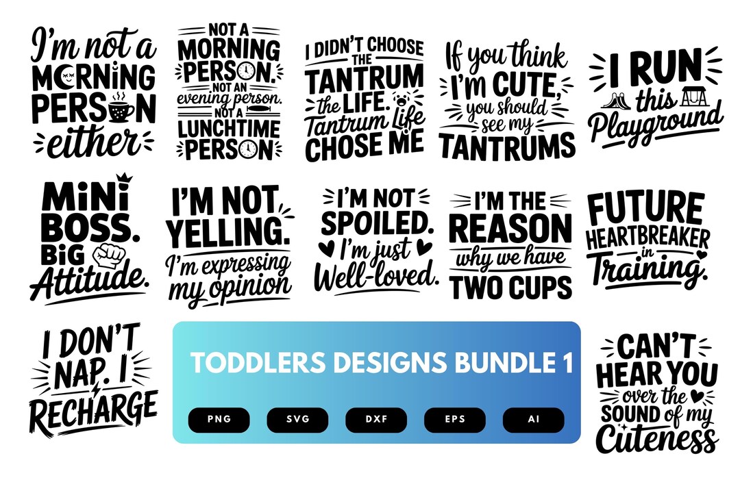 Toddler SVG Bundle | Cute Kids Clipart, Funny Toddler Silhouette Cut ...