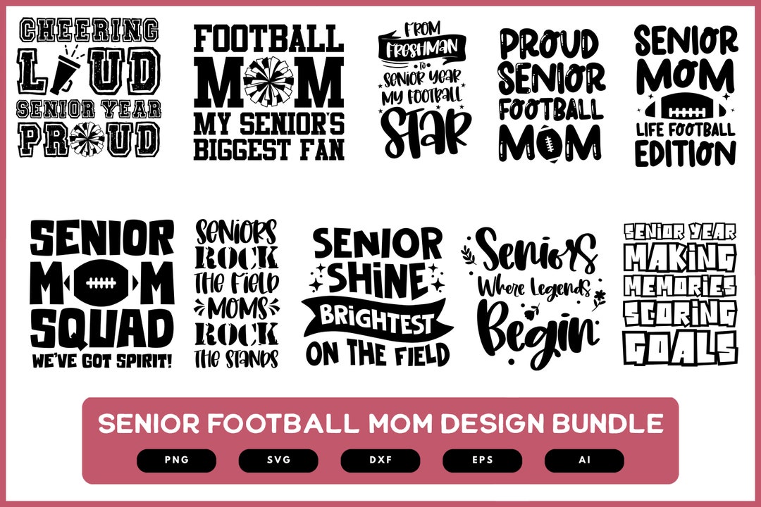 Football Senior Mom Design Bundle | Senior Football Mom SVG | Football ...