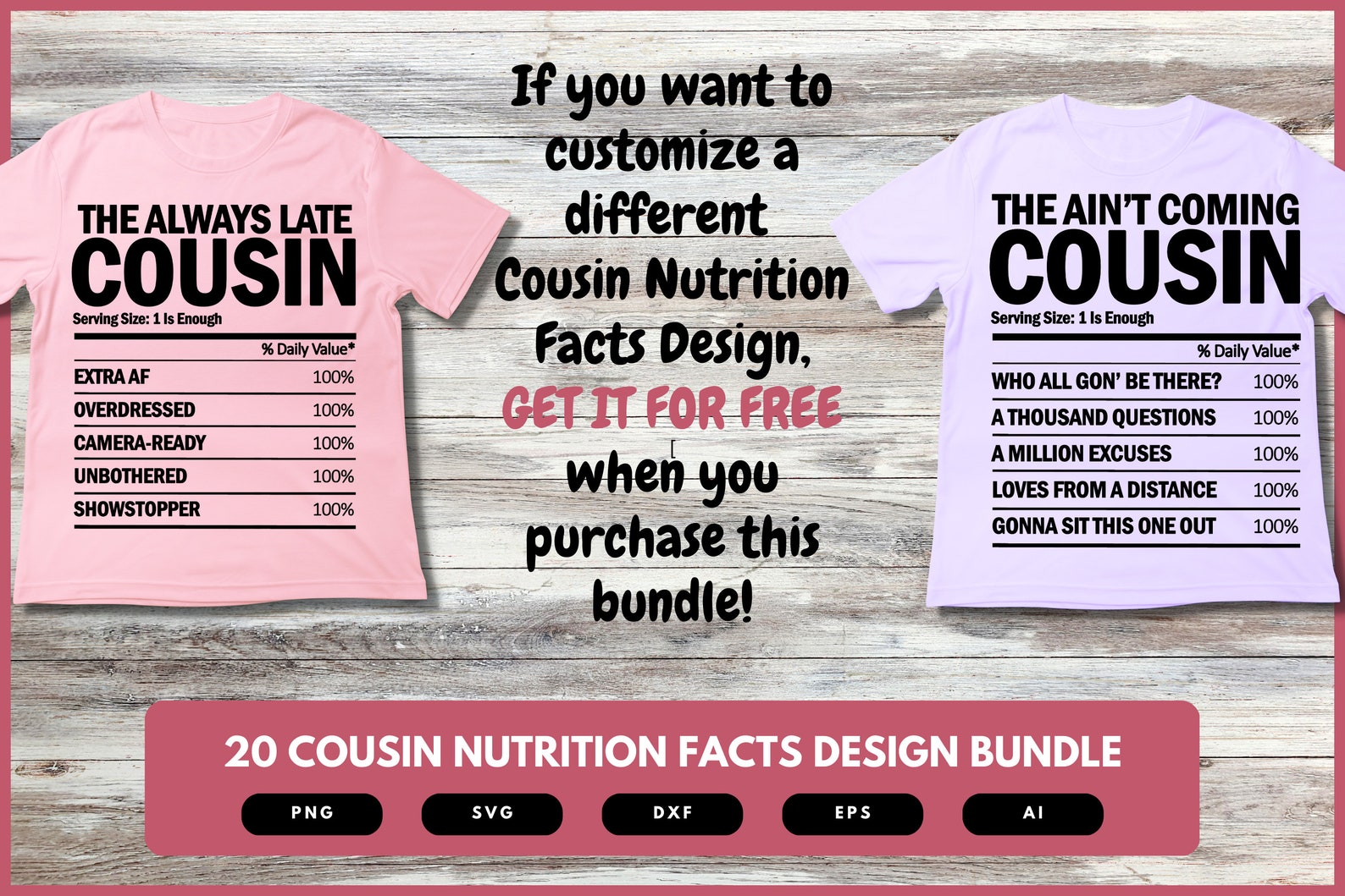 Cousin Nutrition Facts Design Bundle | Cousin Nutrition Design | Cousin ...