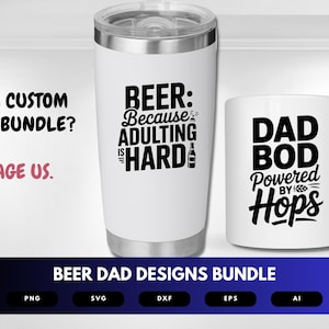 Beer Dad SVG Bundle | Funny Father’s Day Clipart, Beer Mug Silhouette ...