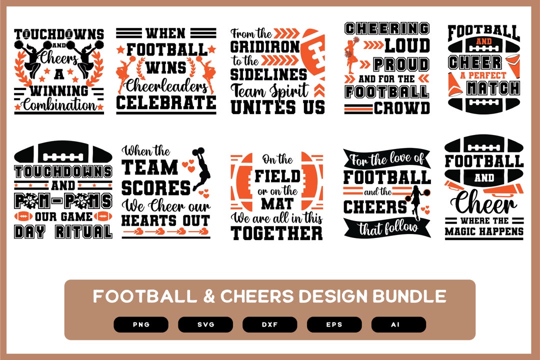 Football and Cheers Design Bundle | Football Game SVG | Football and ...
